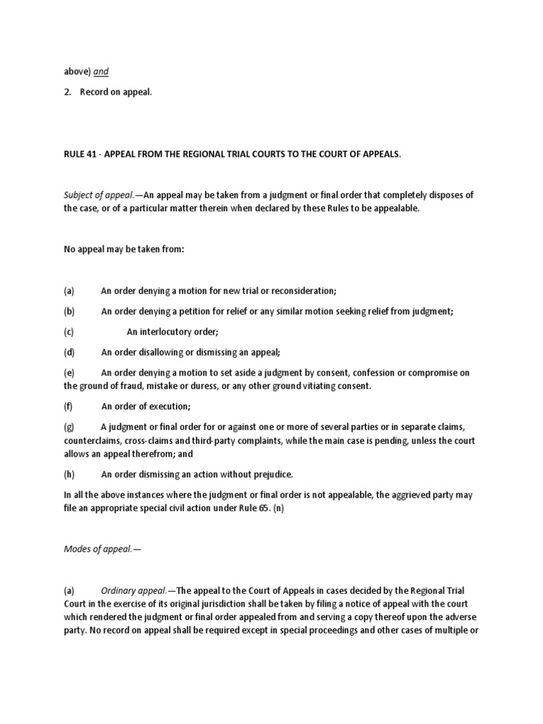 Rule 41 - Appeal From The Regional Trial Courts To The Court of Appeals ...