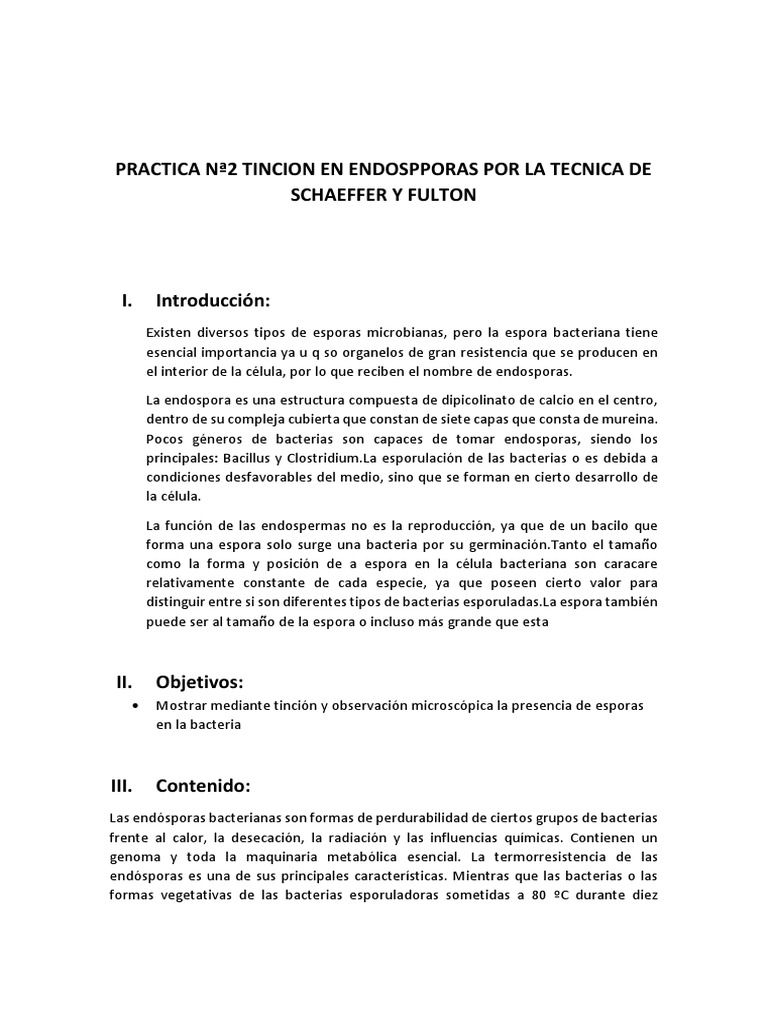 Análisis de la estructura y tinción de endosporas bacterianas mediante ...