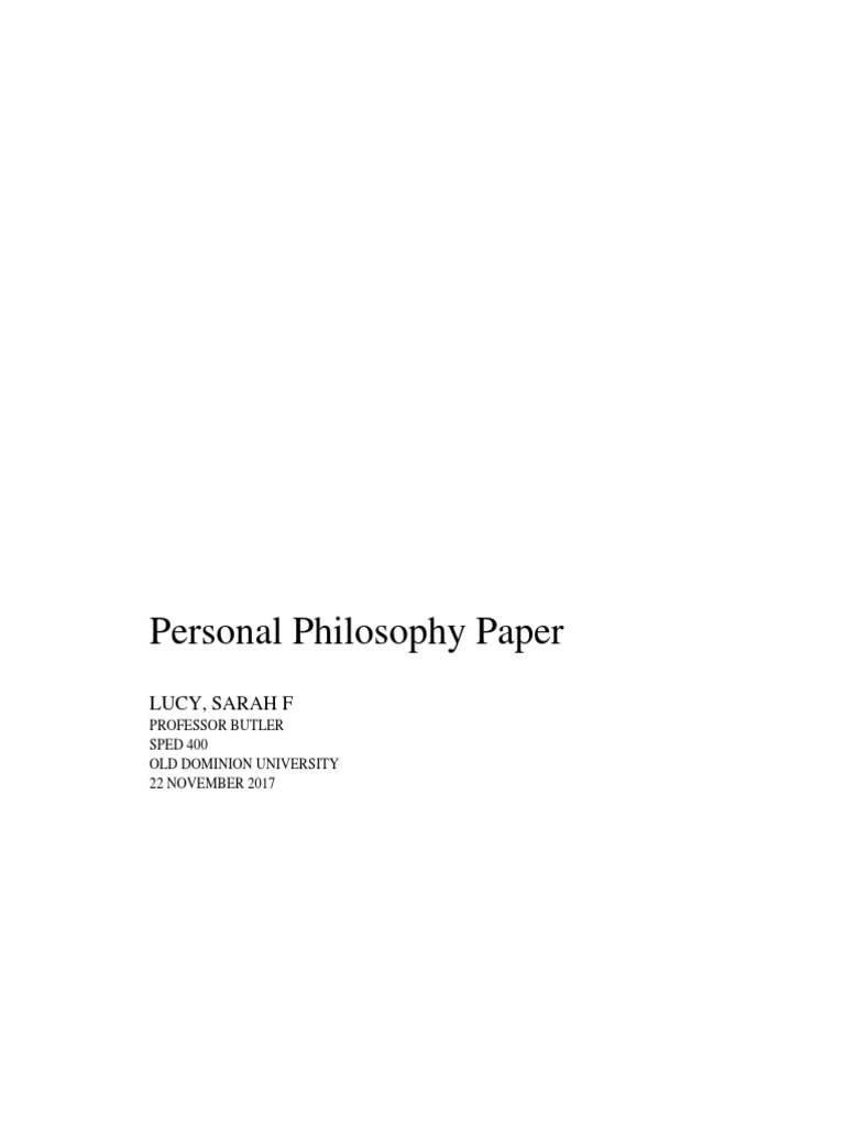 Lucy Personal Philosophy Paper | PDF | Special Education | Teachers