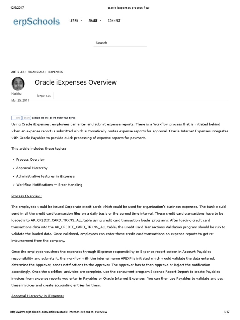 Oracle Iexpenses Process Flow | PDF | Accounts Payable | Computing Oracle Iexpenses Process Flow | PDF | Accounts Payable | Computing