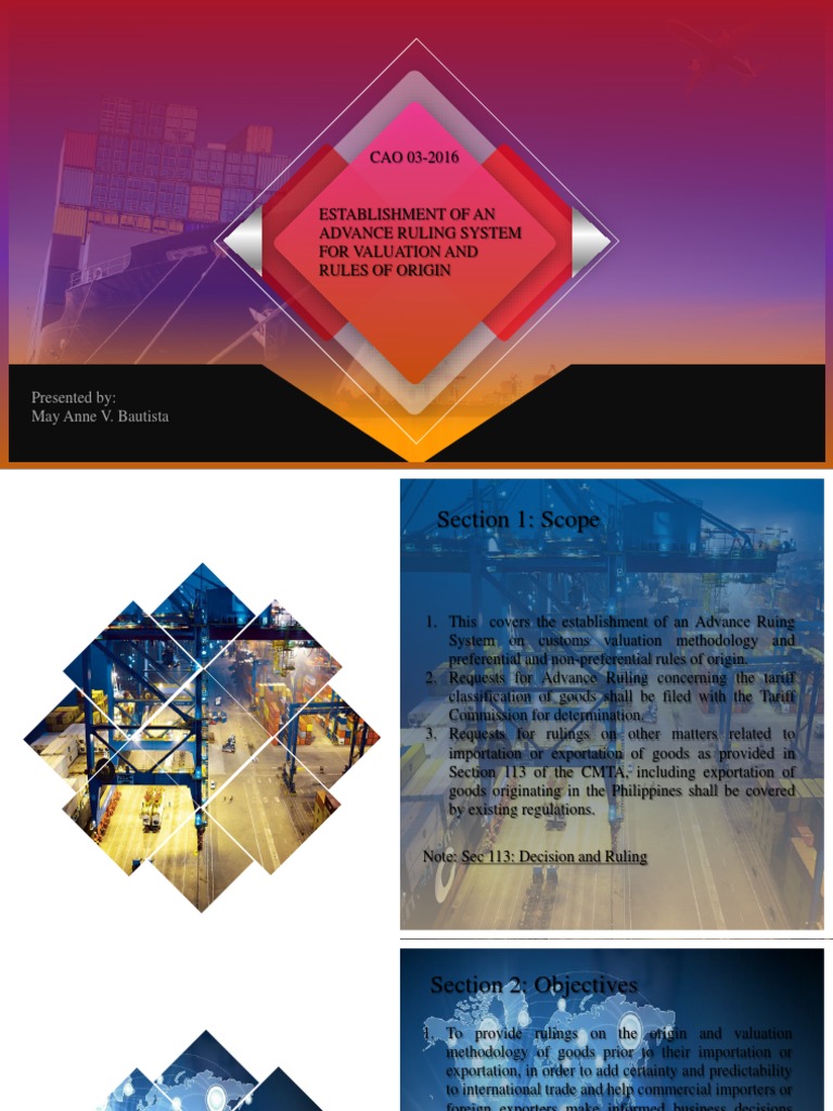 Advance Ruling System for Customs Valuation and Rules of Origin | PDF ...
