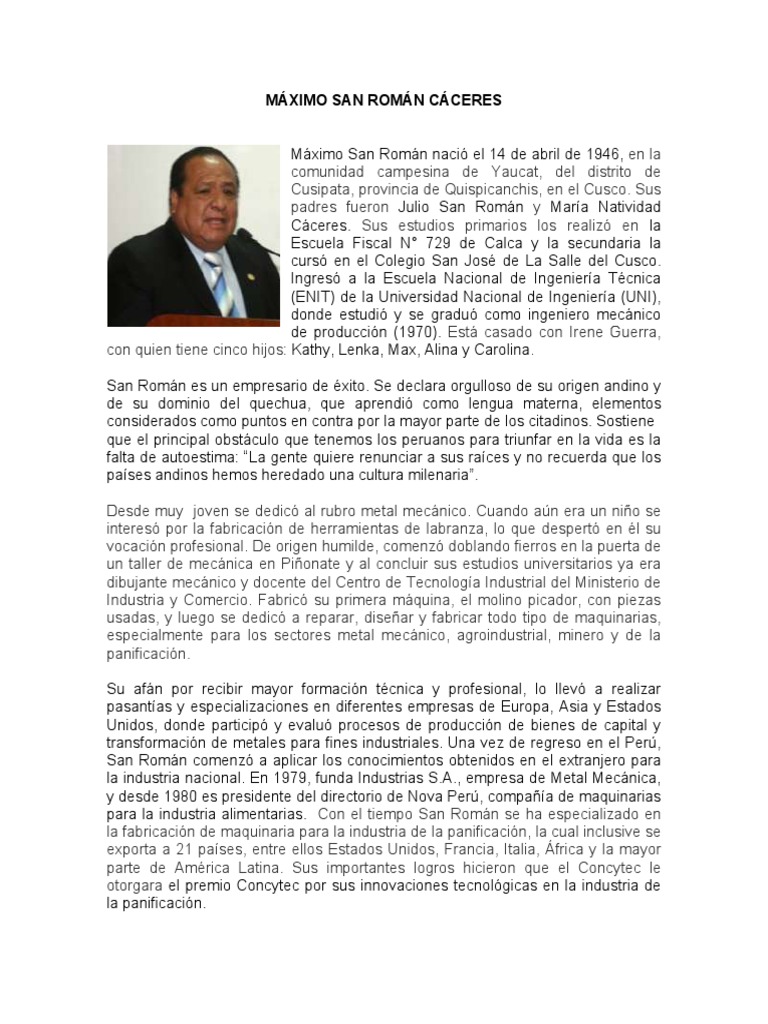 Biografia Maximo San Roman Caceres | PDF | Gobierno