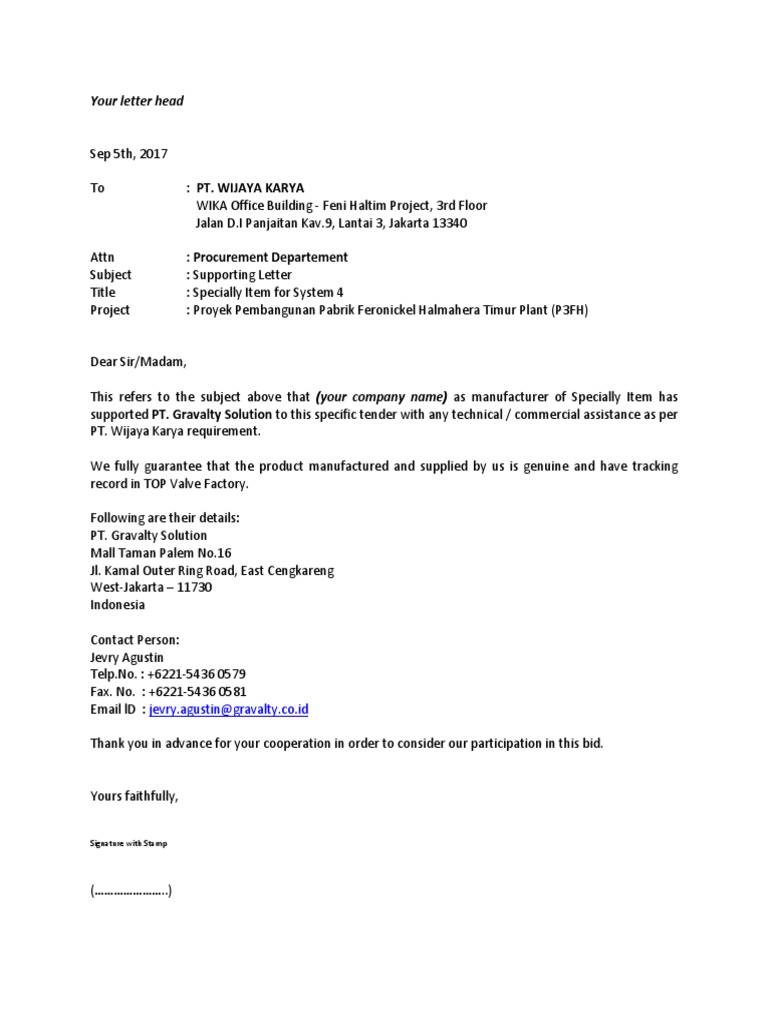 Supporting Letter (5 Sep 17) | PDF