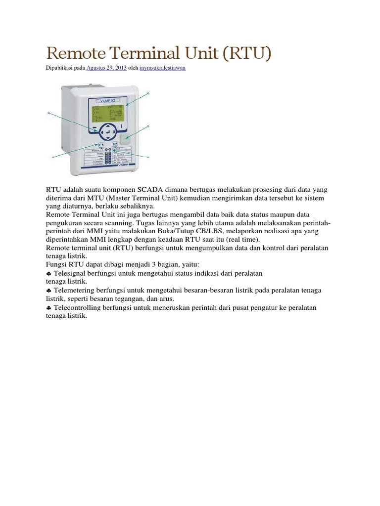 Pengertian RTU | PDF | Komputer | Teknologi & Rekayasa