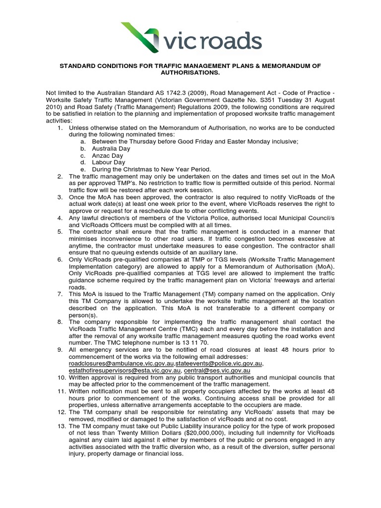 Moa Standard Conditions | PDF | Traffic | Government