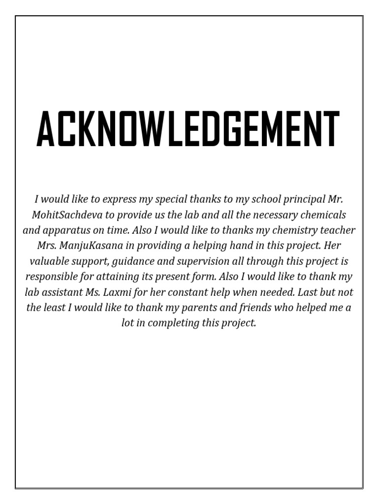 Acknowledgement (2) | Hydrochloric Acid | Metals