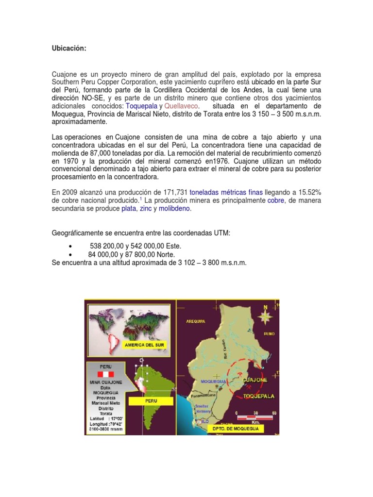 Ubicacion y Geografia CUAJONE | PDF | Andes | Geología