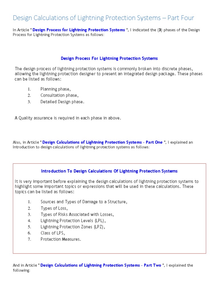 Design Calculations of Lightning Protection Systems - Part Four | PDF ...