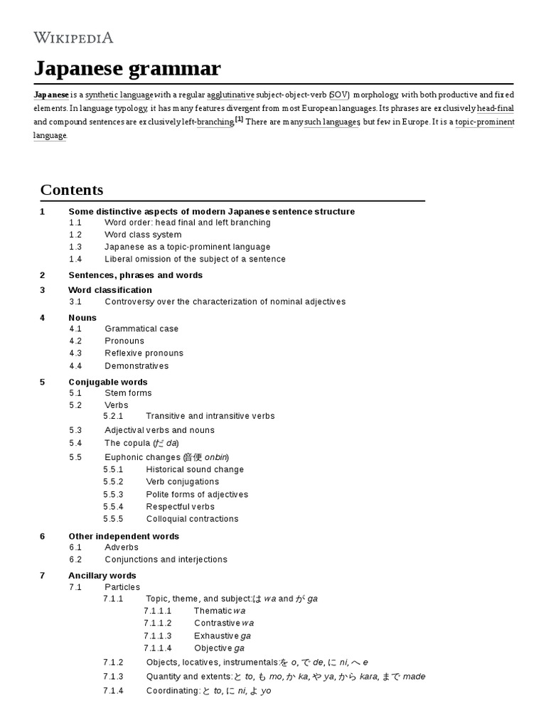 Japanese Grammar | PDF | Part Of Speech | Adjective