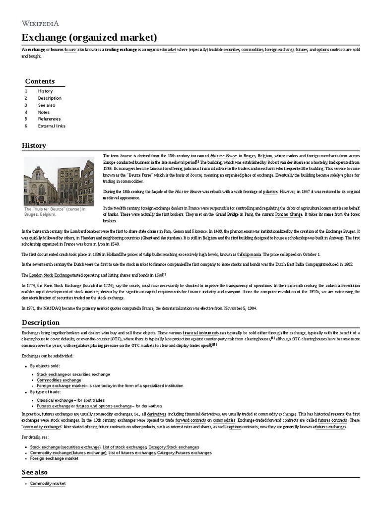 Exchange (Organized Market) | PDF | Exchange (Organized Market ...