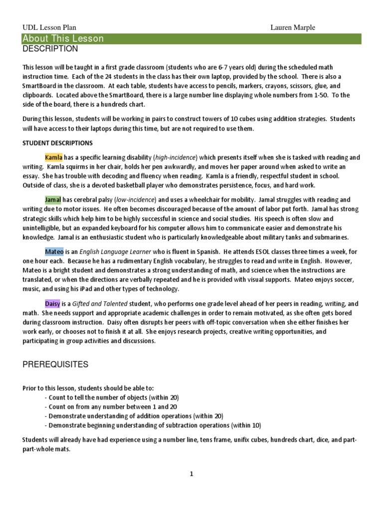 Udl Lesson Plan | PDF | Educational Assessment | Lesson Plan