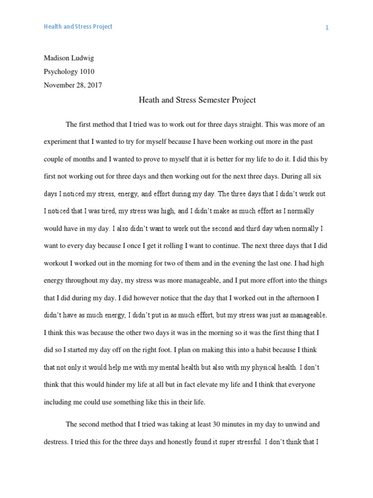 Stress and Health Project | PDF | Stress (Biology) | Anger