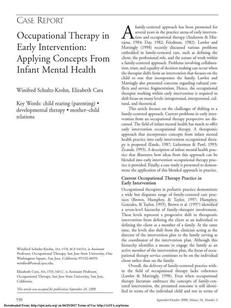 OT in Early Intervention | PDF | Occupational Therapy | Psychotherapy