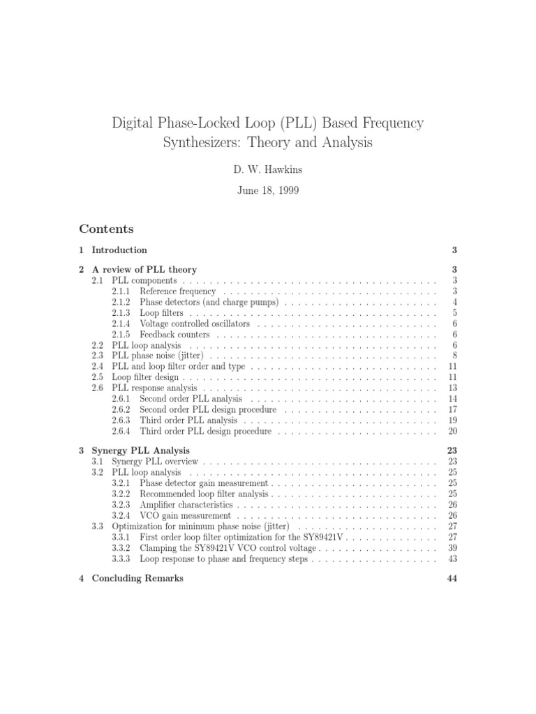 PLL Theory and Digital Synthesizers | PDF | Detector (Radio ...