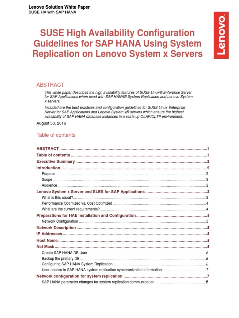 Suse Ha Saphana WP | PDF | Sap Se | Replication (Computing)