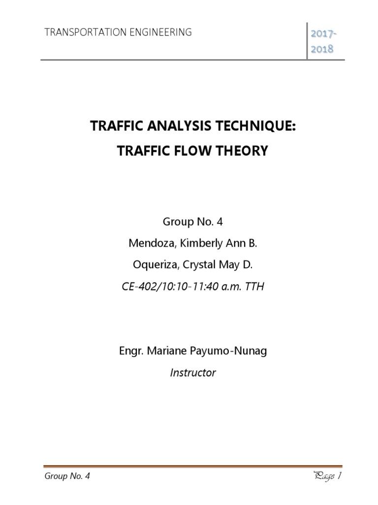 Traffic Analysis Technique (Traffic Flow Theory) | PDF | Speed | Physics