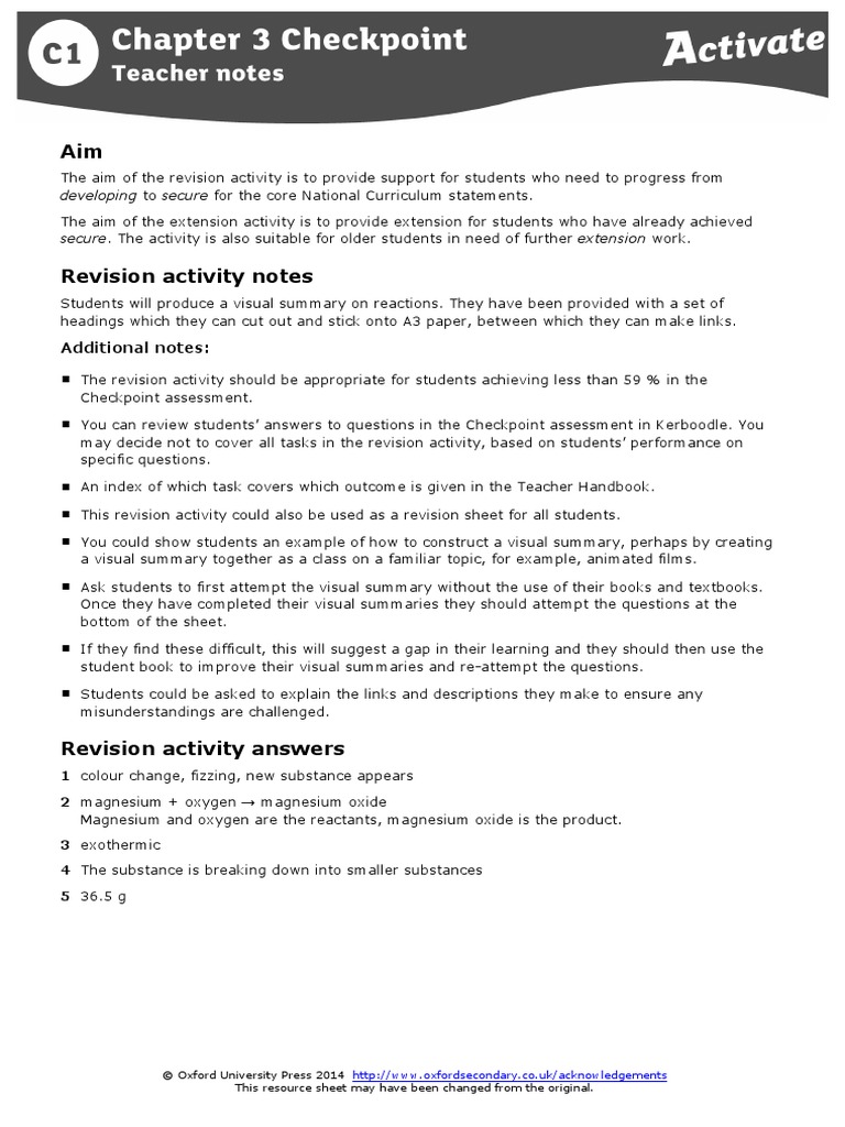 Checkpoint Answers | Download Free PDF | Chemical Reactions ...