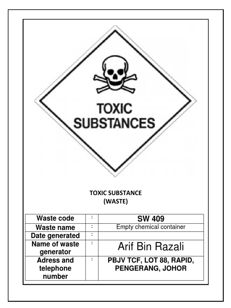 Scheduled Waste Label | PDF