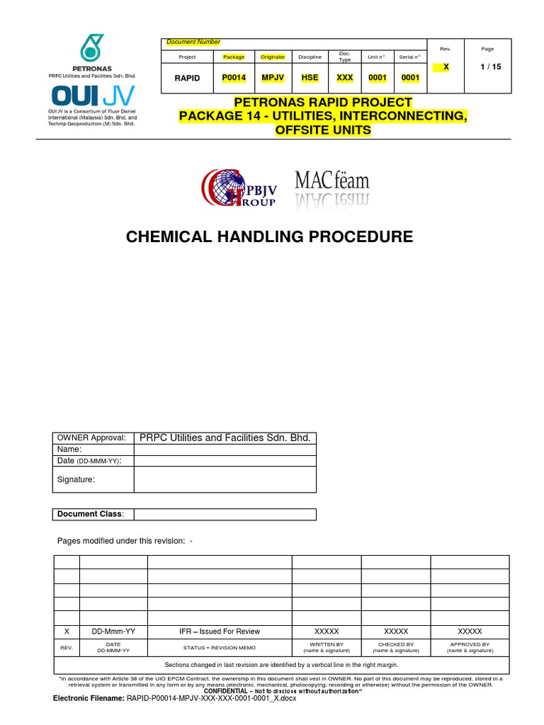 Chemical Handling Procedure OUIJV | PDF | Combustion | Chemistry