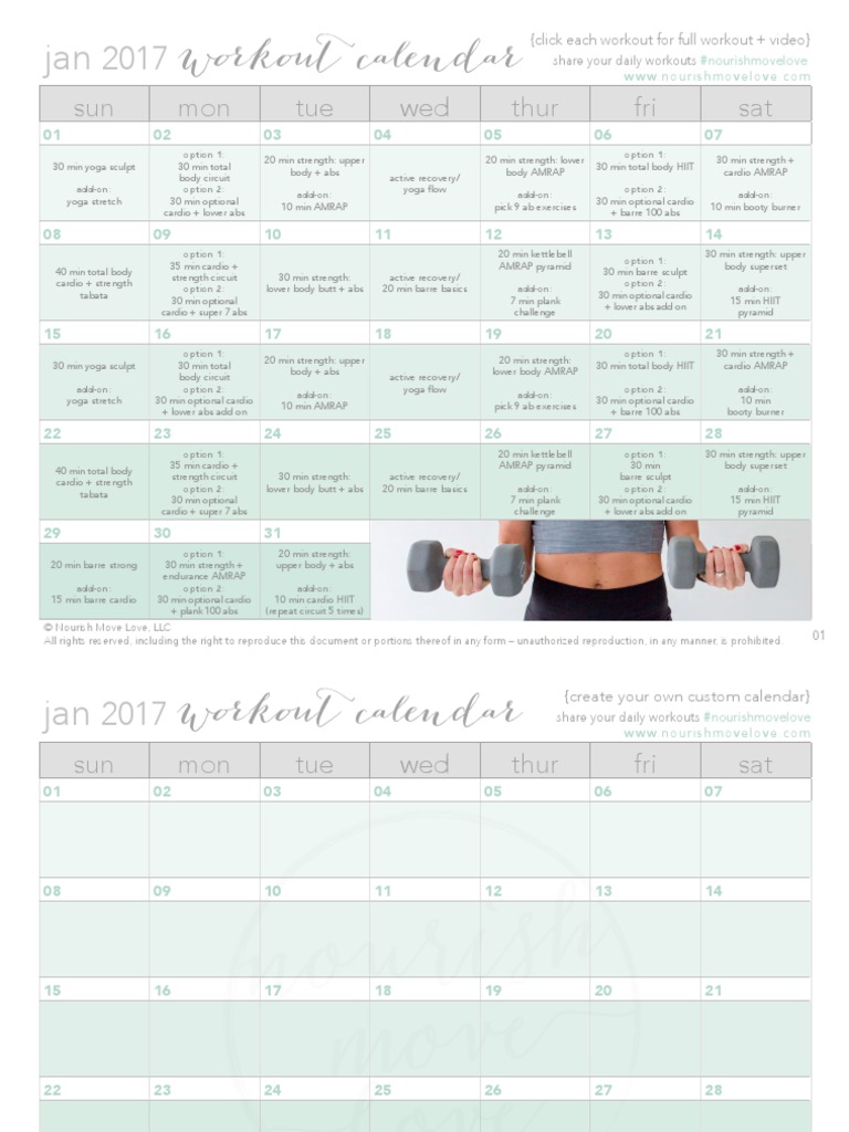 NML 2017+WorkoutCalendar FINAL PDF | PDF | Physical Exercise | Public ...
