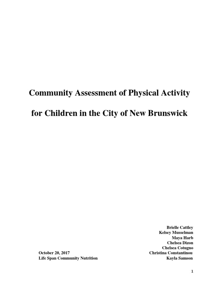 New Brunswick Children's Physical Activity Assessment | PDF | Physical ...