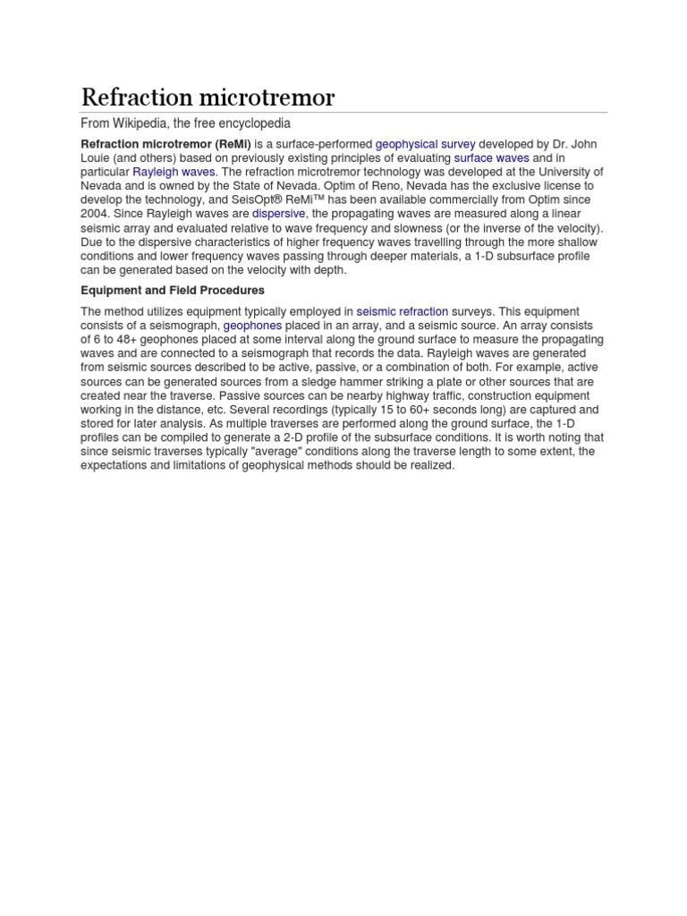 Refraction Microtremor | PDF