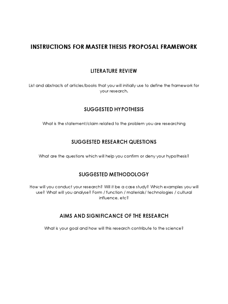 Master Thesis Proposal Instructions Pdf
