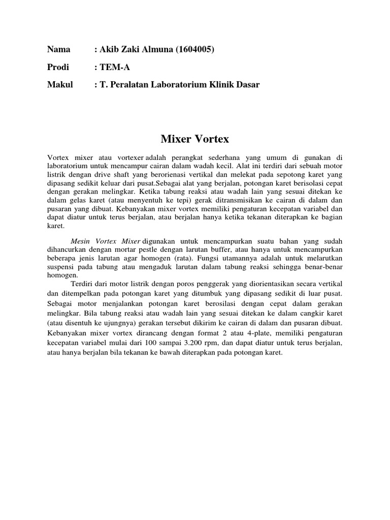 Zaki Mixer Vortex | PDF