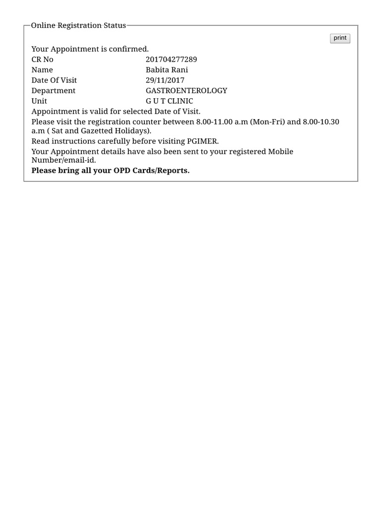 Please Bring All Your OPD Cards/Reports.: Print | PDF