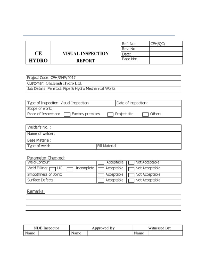 CE Hydro: Visual Inspection | PDF