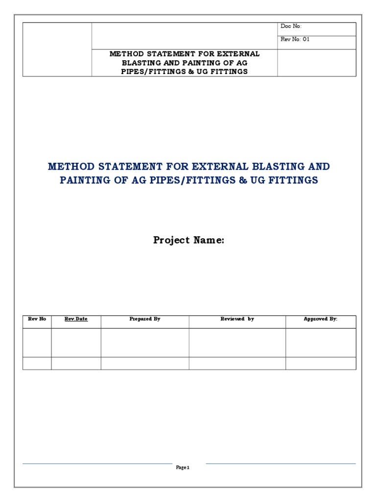 Method Statement For External Blasting and Painting of Ag Pipes ...