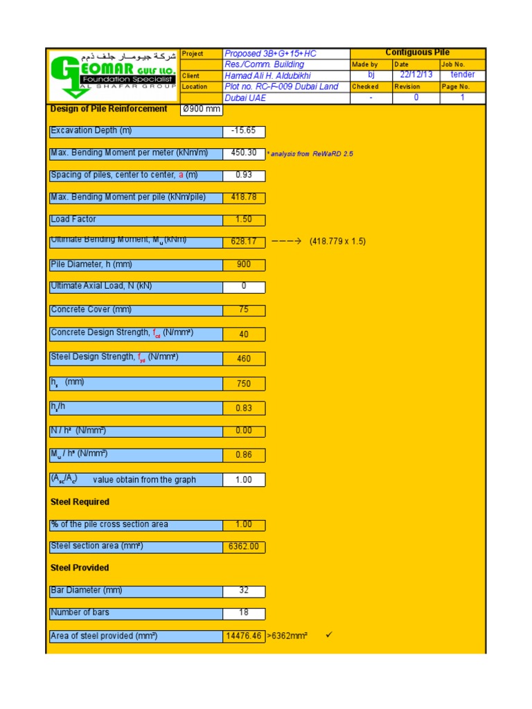 Contiguous Pile | PDF | Beam (Structure) | Strength Of Materials