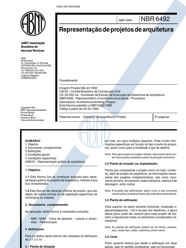 NBR 6492 - Representacao de Projetos de Arquitetura | PDF