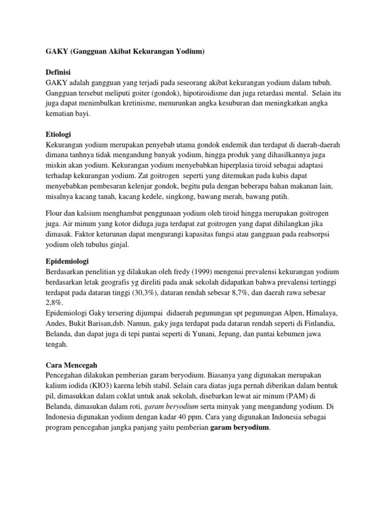 GAKY (Gangguan Akibat Kekurangan Yodium) | PDF