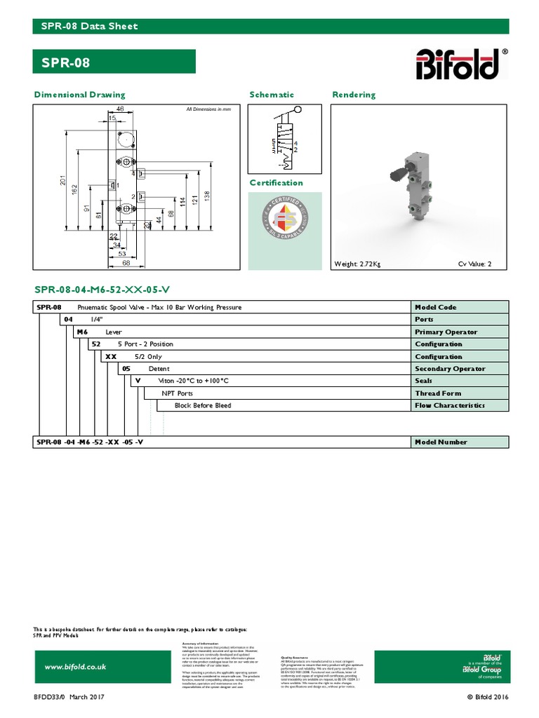 SPR-08 Data Sheet: SPR-08-04-M6-52-XX-05-V | PDF