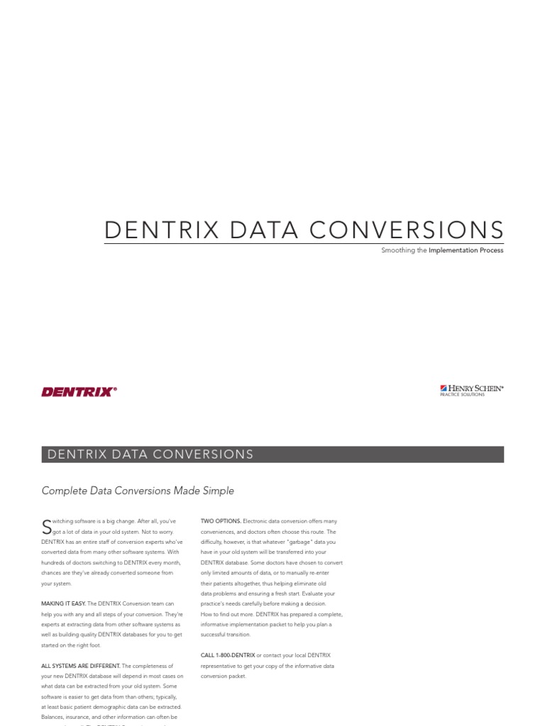 DENTRIX Data Conversions | PDF | Databases | Software