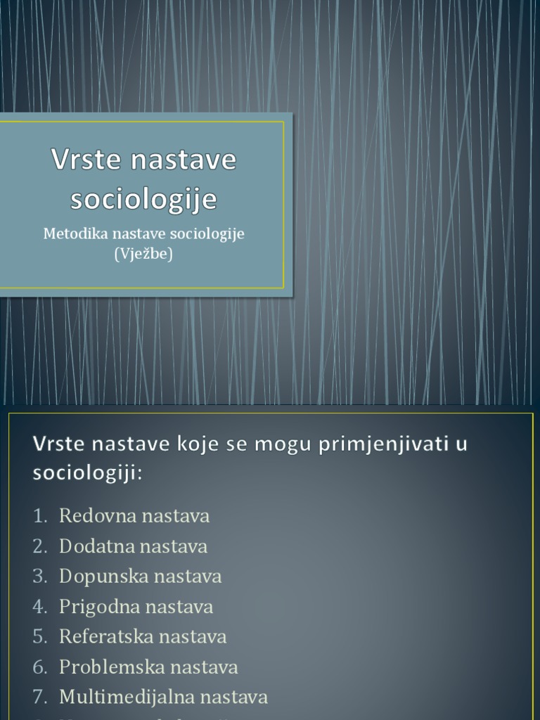 Vrste Nastave Sociologije | PDF