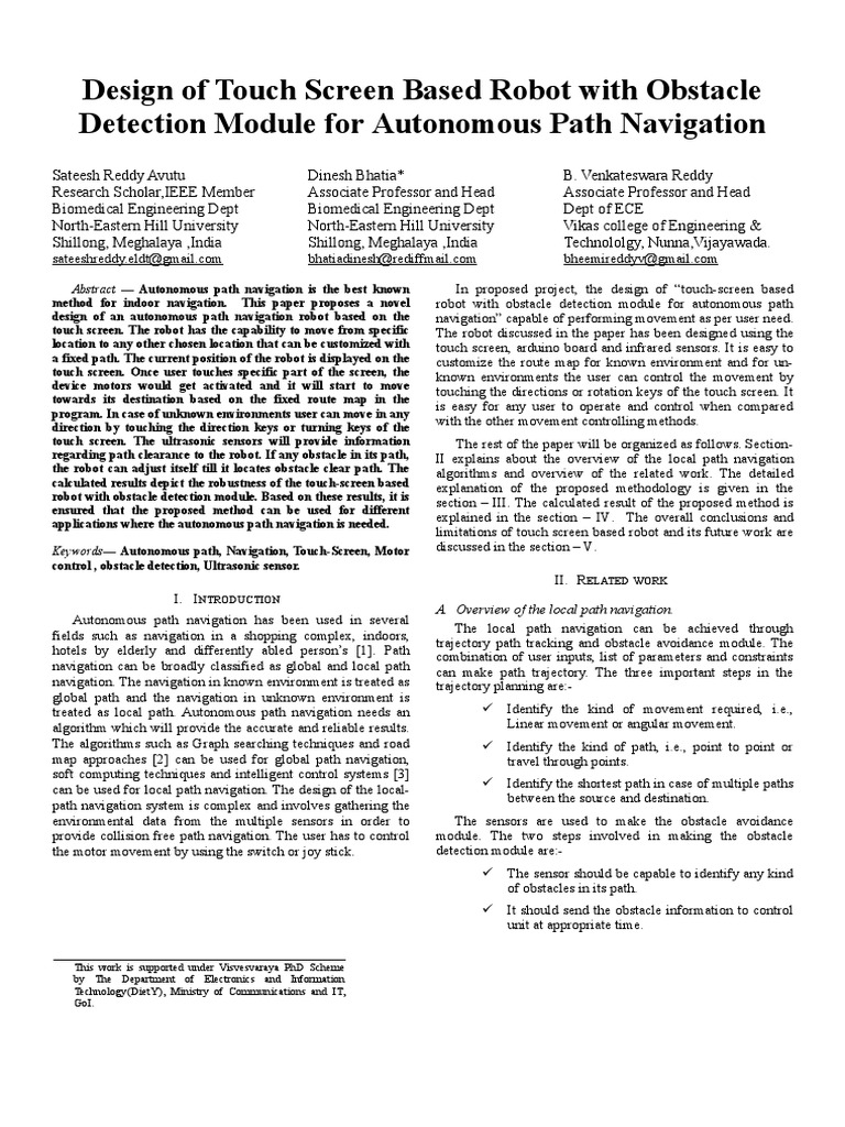 Design of Touch Screen Based Robot With Obstacle Detection Module For ...