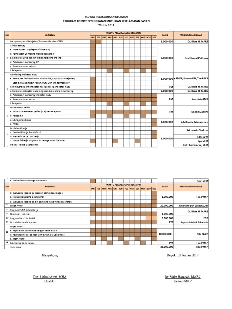 Jadwal Pelaksanaan Kegiatan Program PMKP | PDF