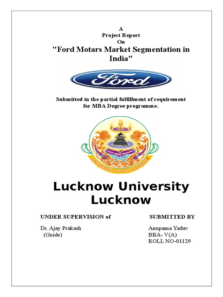 Ford India Market Segmentation Report | PDF | Ford Motor Company ...