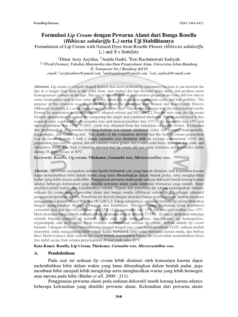 FORMULA LIP CREAM KP2 Dan Uji Lipcream Print | PDF