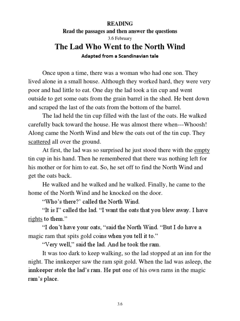 The Lad and the North Wind's Magic | PDF | Poetry | General Fiction