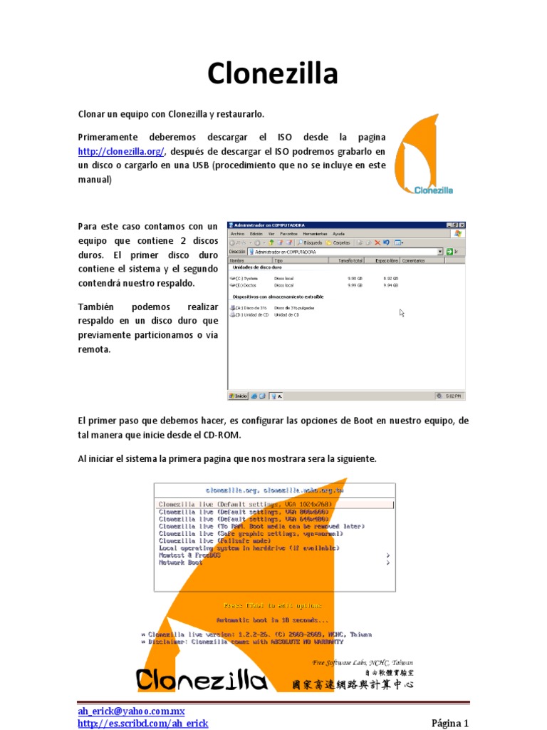 Clonezilla - Manual de Uso Basico | PDF | Apoyo | Archivo de computadora