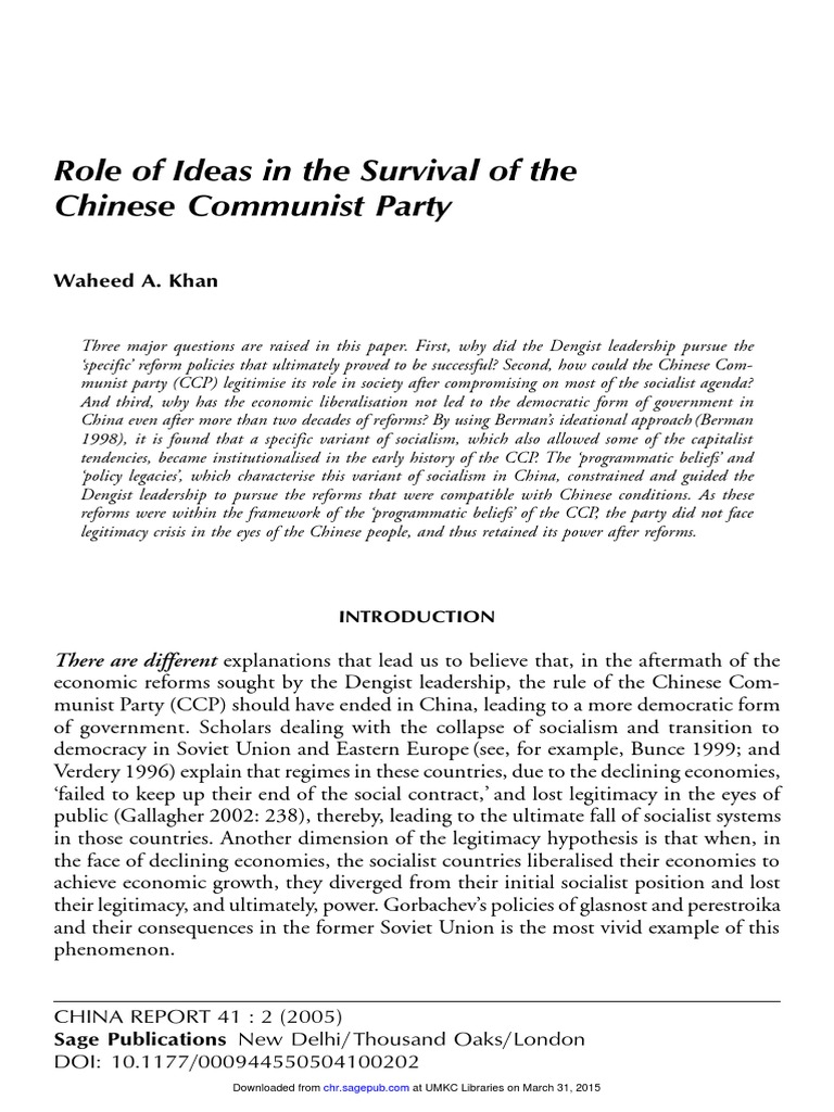 Survival of the Chinese Communist Party | PDF | Communist Party Of ...