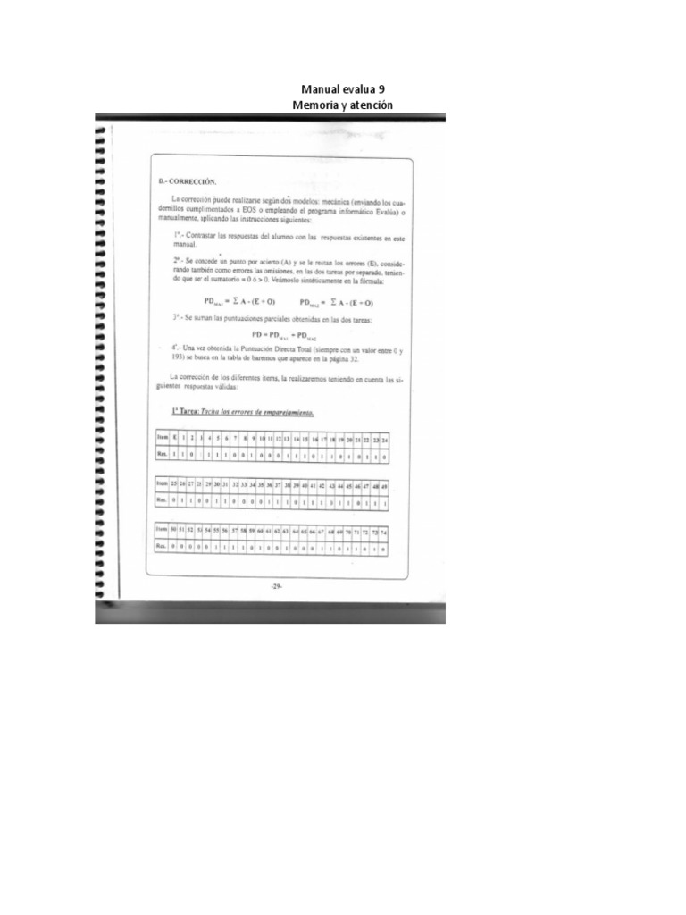 Manual Bateria Evalua 9 | PDF