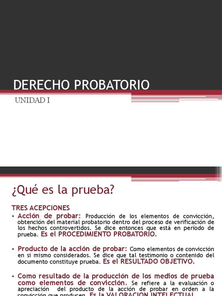 Derecho Probatorio Generalidades | PDF | Evidencia (ley) | Ley procesal