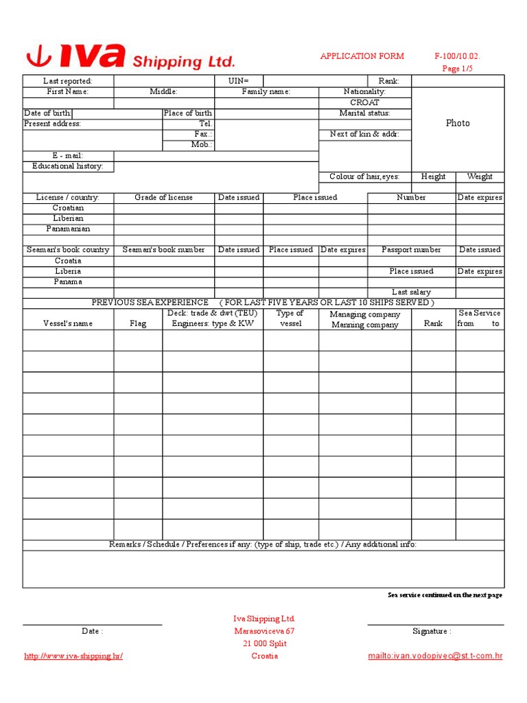 Iva Application | PDF | Oil Tanker | Water Transport