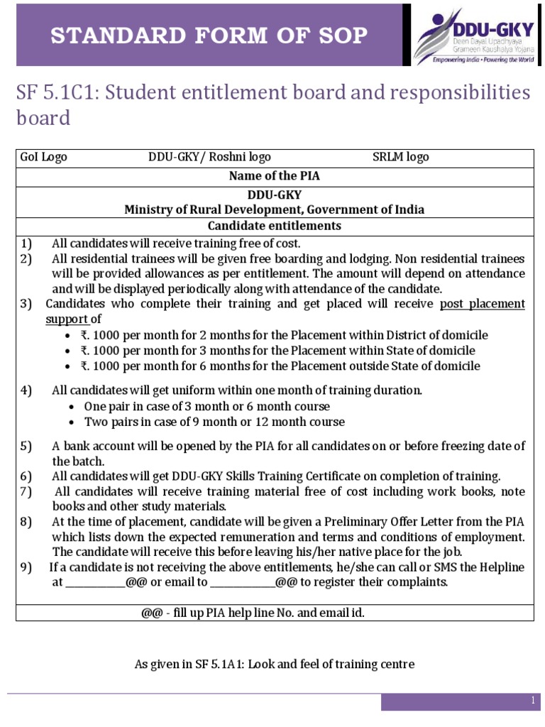 SF 5.1C1 Student Entitlement Board and Responsibilities Board | PDF ...