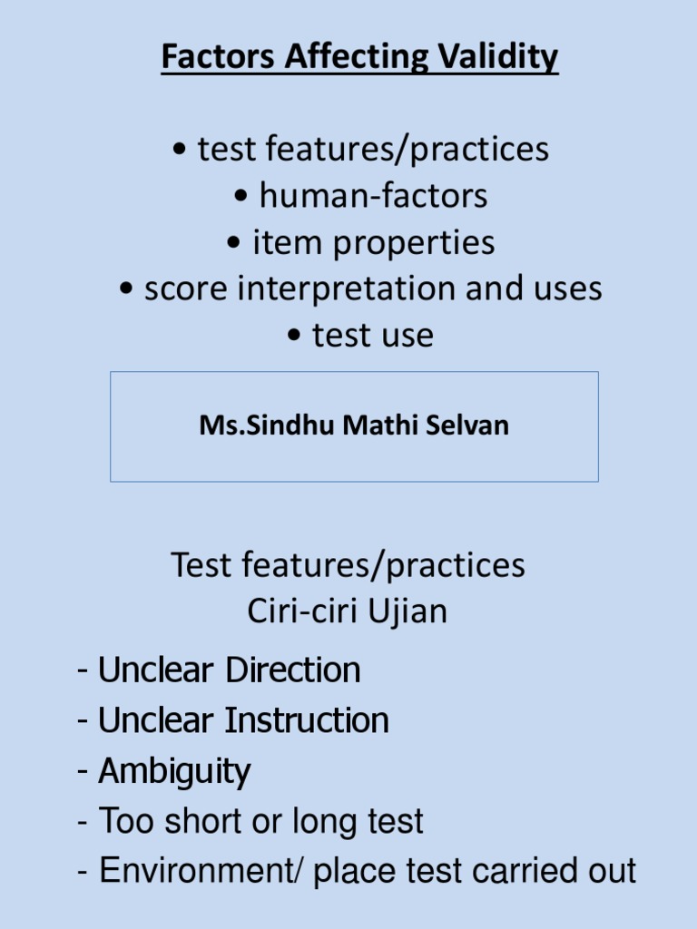 Factors Affecting Validity | PDF