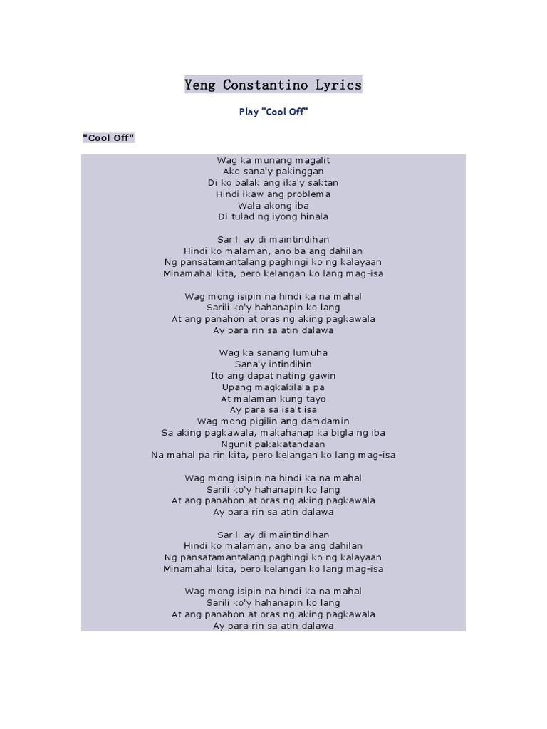 Yeng Constantino Lyrics | PDF